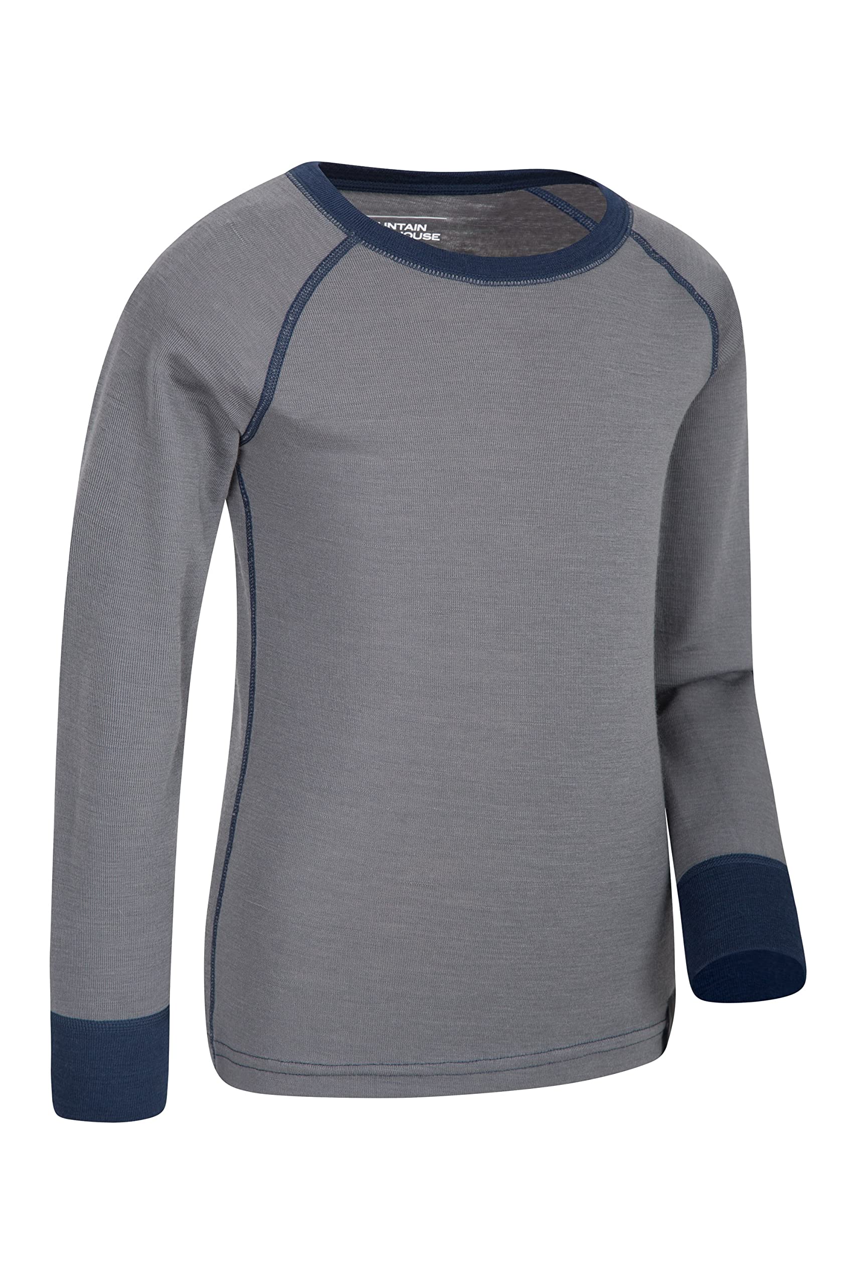 Mountain Warehouse Merino Kids Top - Warm Thermal Baselayer Grey 11-12 Years