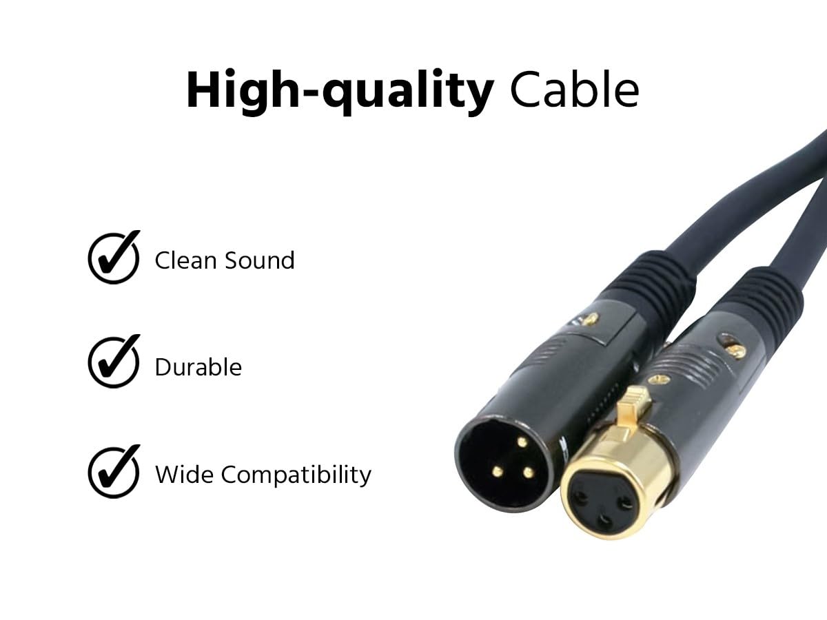 Monoprice XLR Male to XLR Female Cable - 25 Feet - Black, 16AWG, Gold Plated, Microphone & Interconnect - Stage Right Series