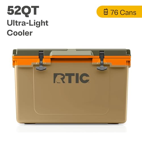RTIC Ultra-Light 52 Quart Hard Cooler Insulated Portable Ice Chest Box for Beach, Drink, Beverage, Camping, Picnic, Fishing, Boat, Barbecue, 30% Lighter Than Rotomolded Coolers, Trailblazer