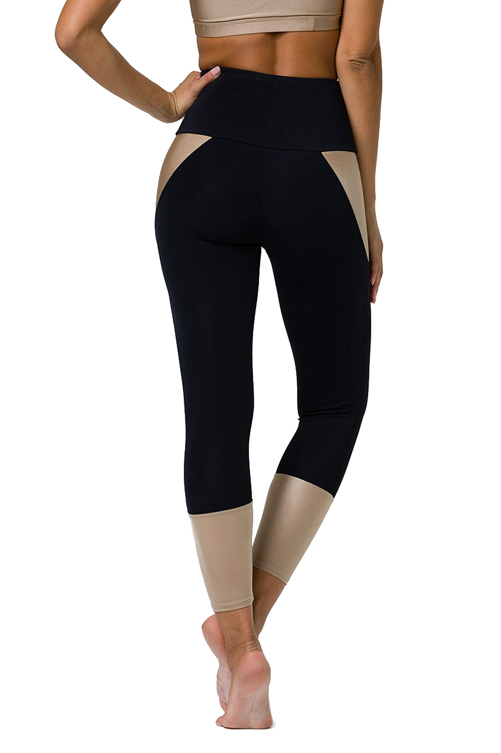 Onzie Women's Athletic Midi, Black/Shiny Taupe, S/M