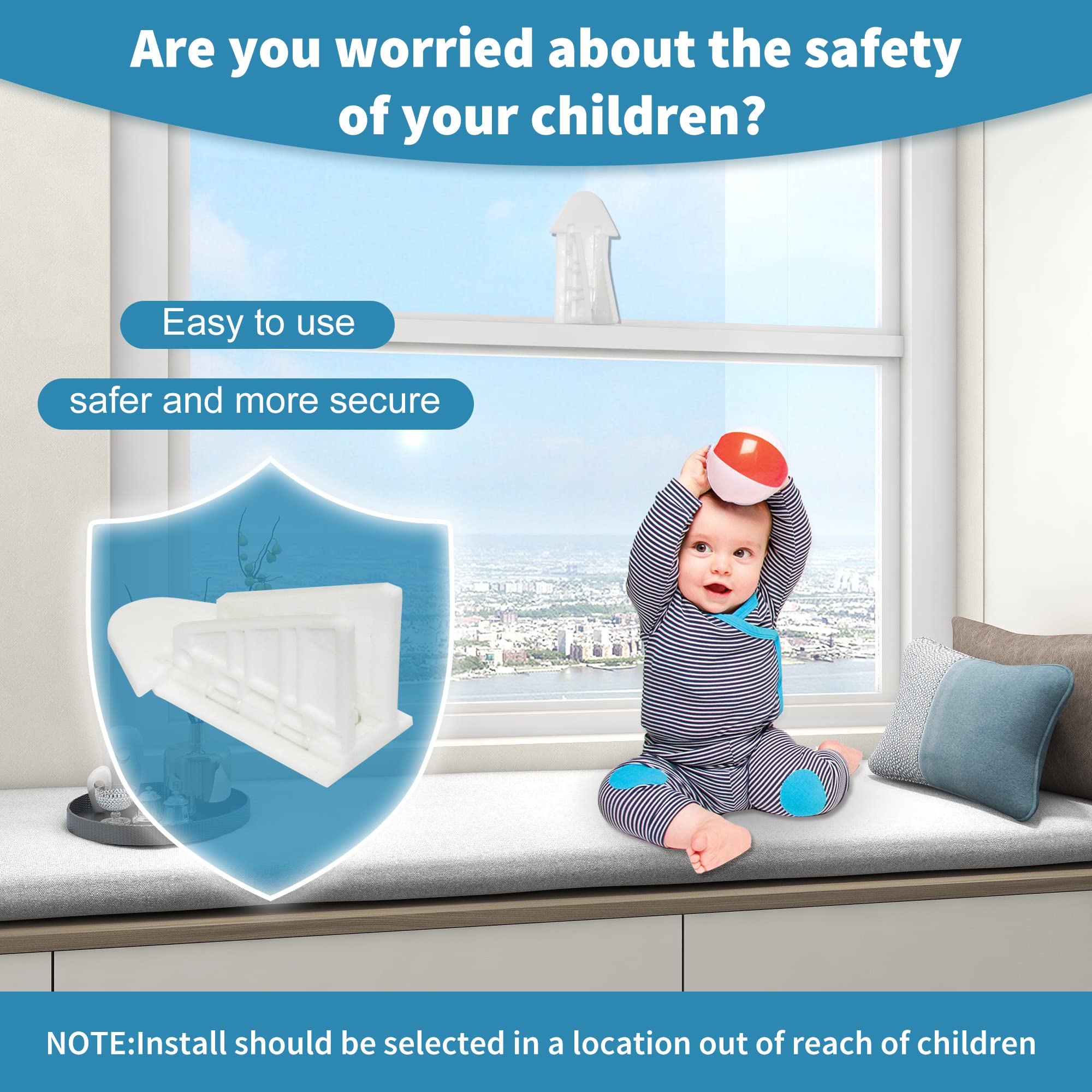 Window Safety Lock Sliding Door Glass Lock Child Baby Safety Cabinet Lock Easy to Push Adhensive No Need Driling