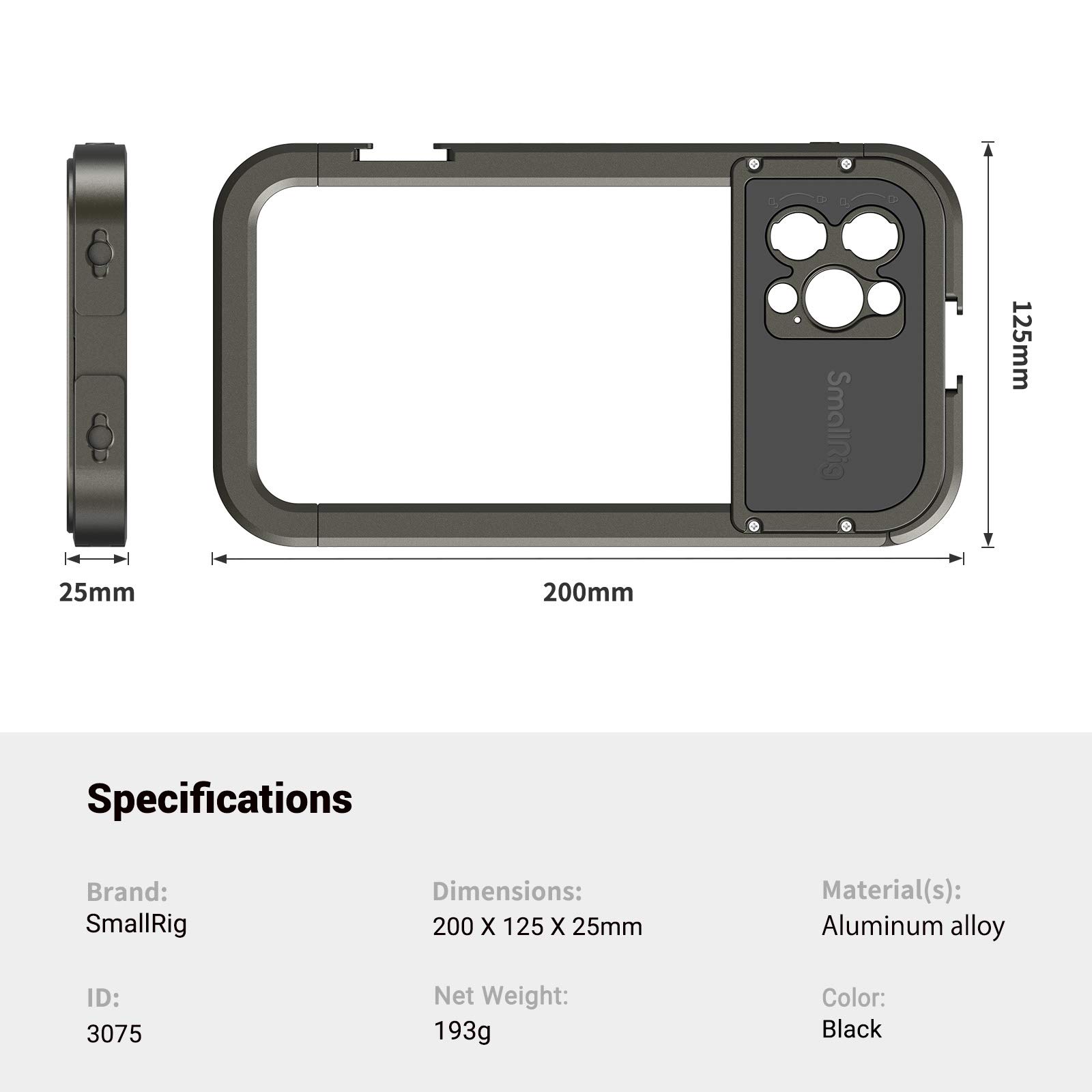 SmallRig Phone Cage for iPhone 12 Pro, Smartphone Video Rig Aluminum Phone Video Stabilizer for Photography, Film Making,Videomaker and Vlogging-3075