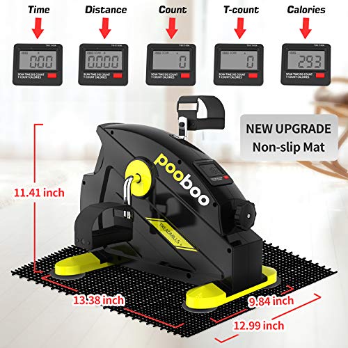 pooboo Pedal Exerciser Under Desk Bike Stationary Exercise Portable Mini Cycle Bike for Legs and Arms Exercise Bikes