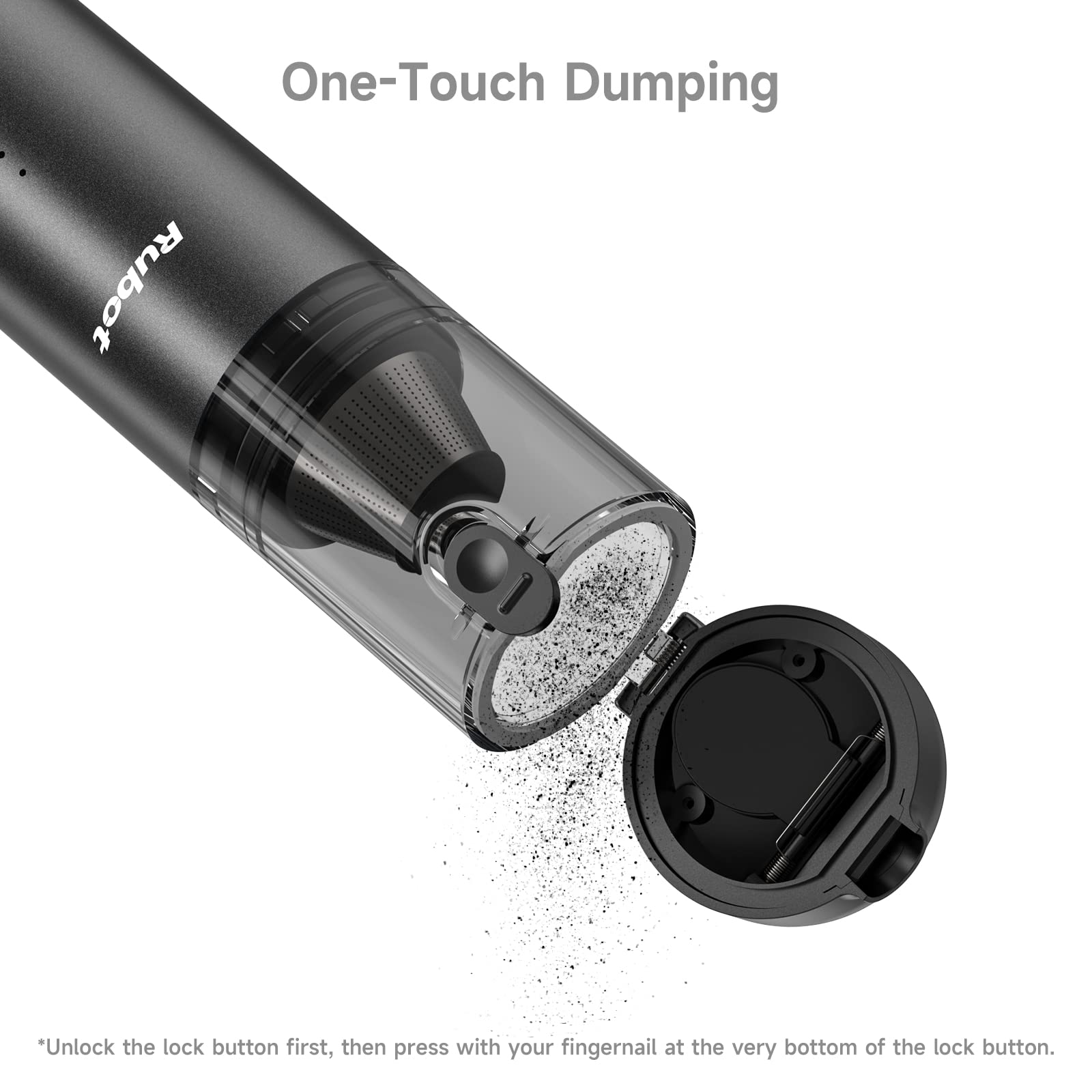 RUBOT Handheld Vacuum, Cordless Vacuum Cleaner 16500Pa Powerful Suction,Portable Mini Vacuum Rechargeable for Home/Car/Office-Black(P03)