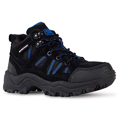 Nord Trail Mt. Hunter Kids Hiking Boots - Black & Royal Blue Suede Shoe - 1
