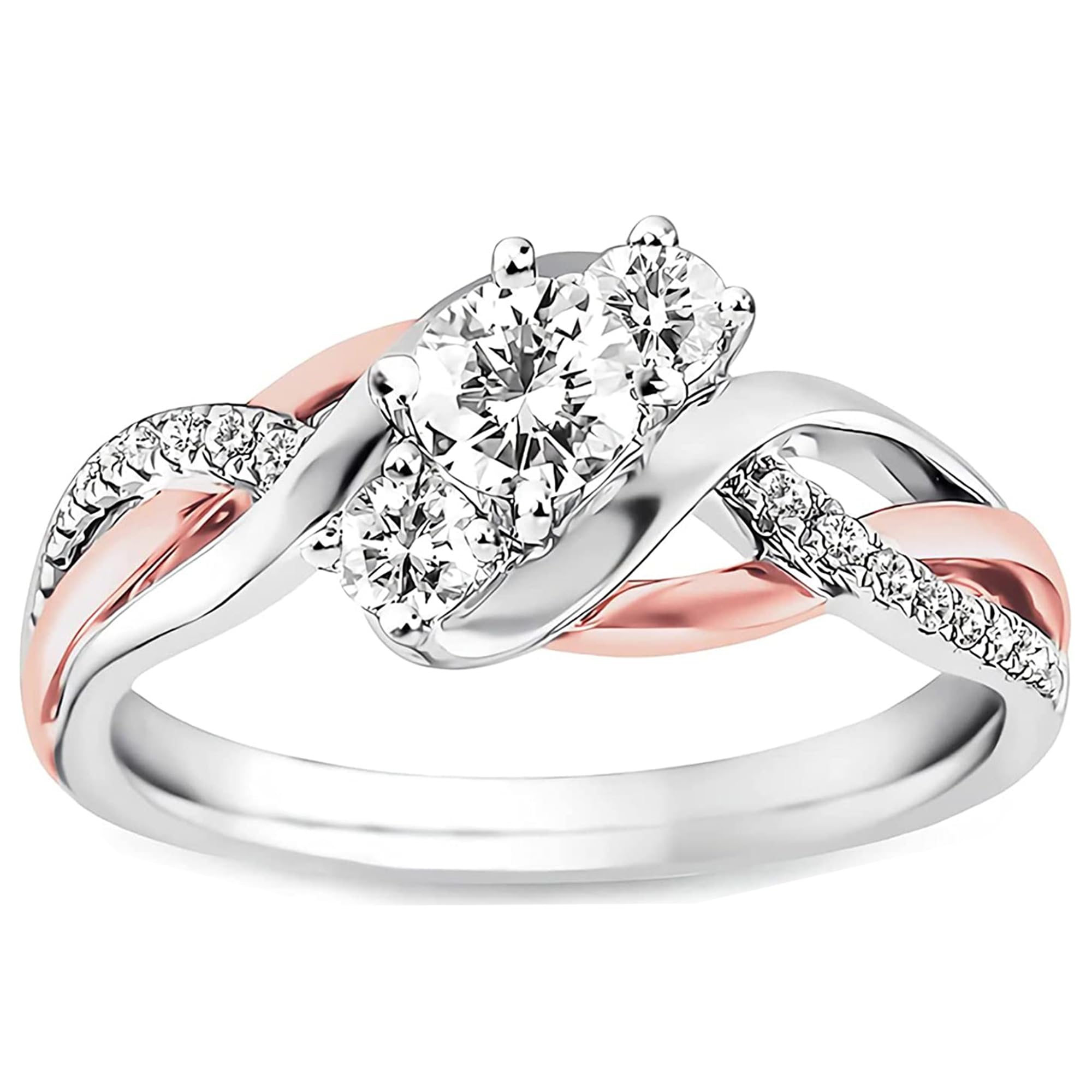 ZLAEBL 1.8 Carat Twisting Infinity Engagement Rings for Women, Mossanite Ring Sterling Silver Plated with White Gold Wedding Ring Love Gifts,7