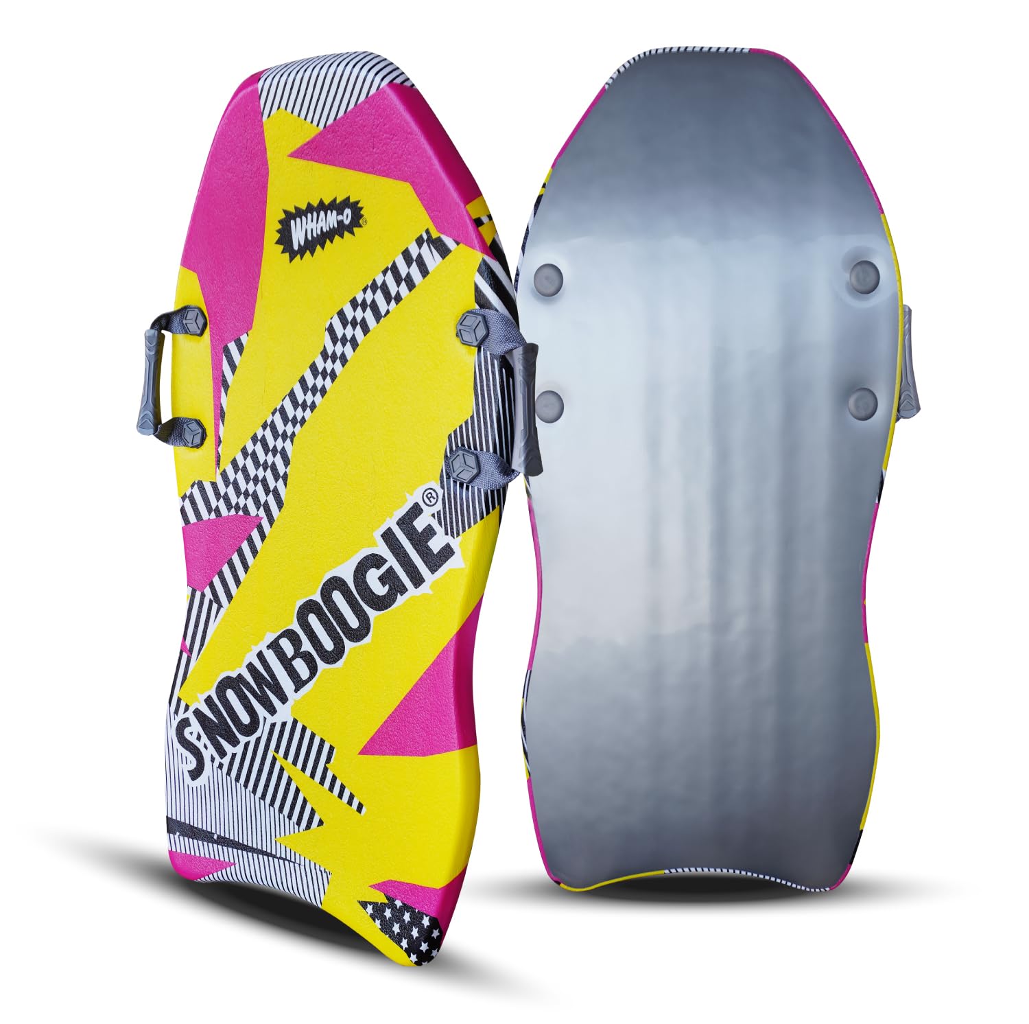 Snowboogie Wham-O Air Thunder 40" | Single Rider Snow Sleds with Side Handles | PE Foam Core for Better Comfort | Snow Sledding for Children (Violet Triangles)