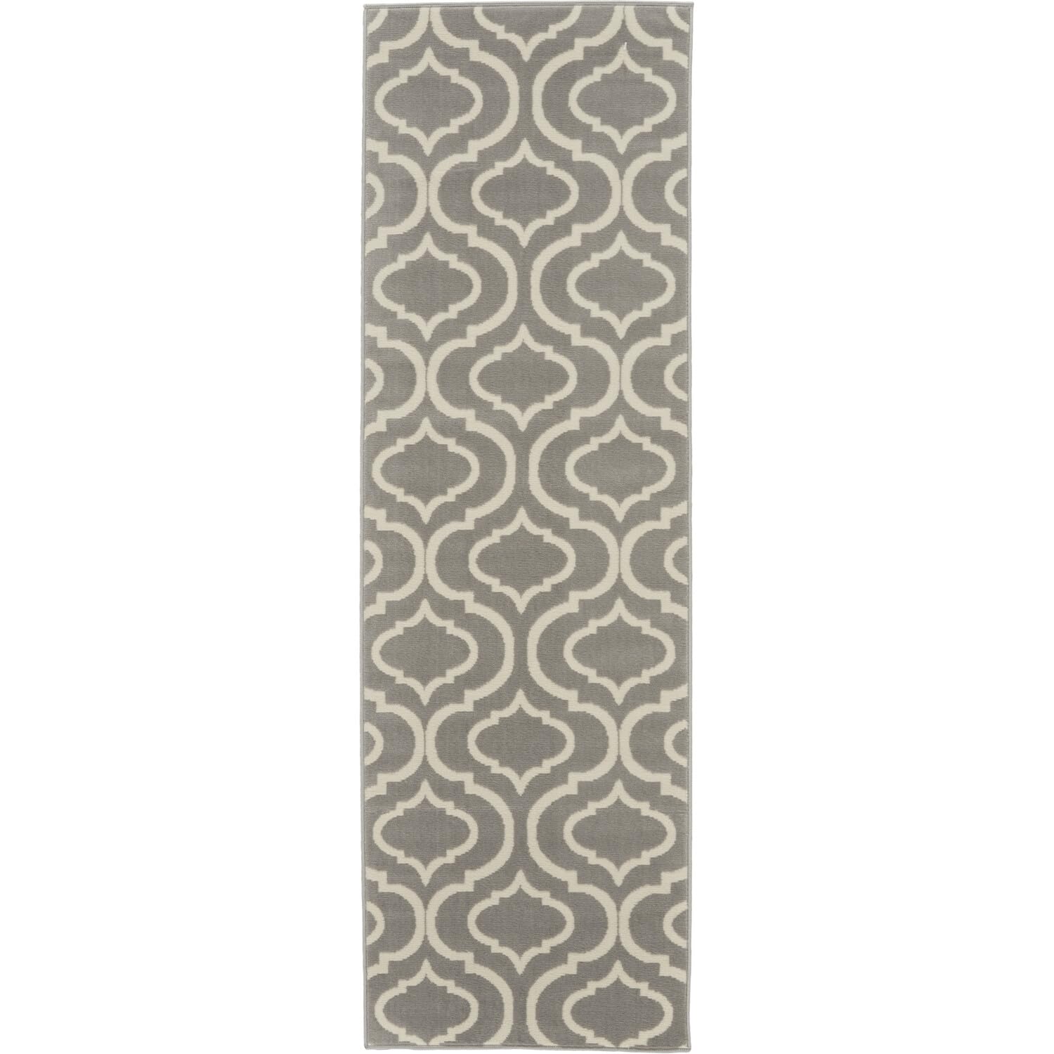 Nourison Jubilant Trellis Grey 2'3" x 7'3" Area -Rug, Easy -Cleaning, Non Shedding, Bed Room, Living Room, Dining Room, Kitchen (2x7)
