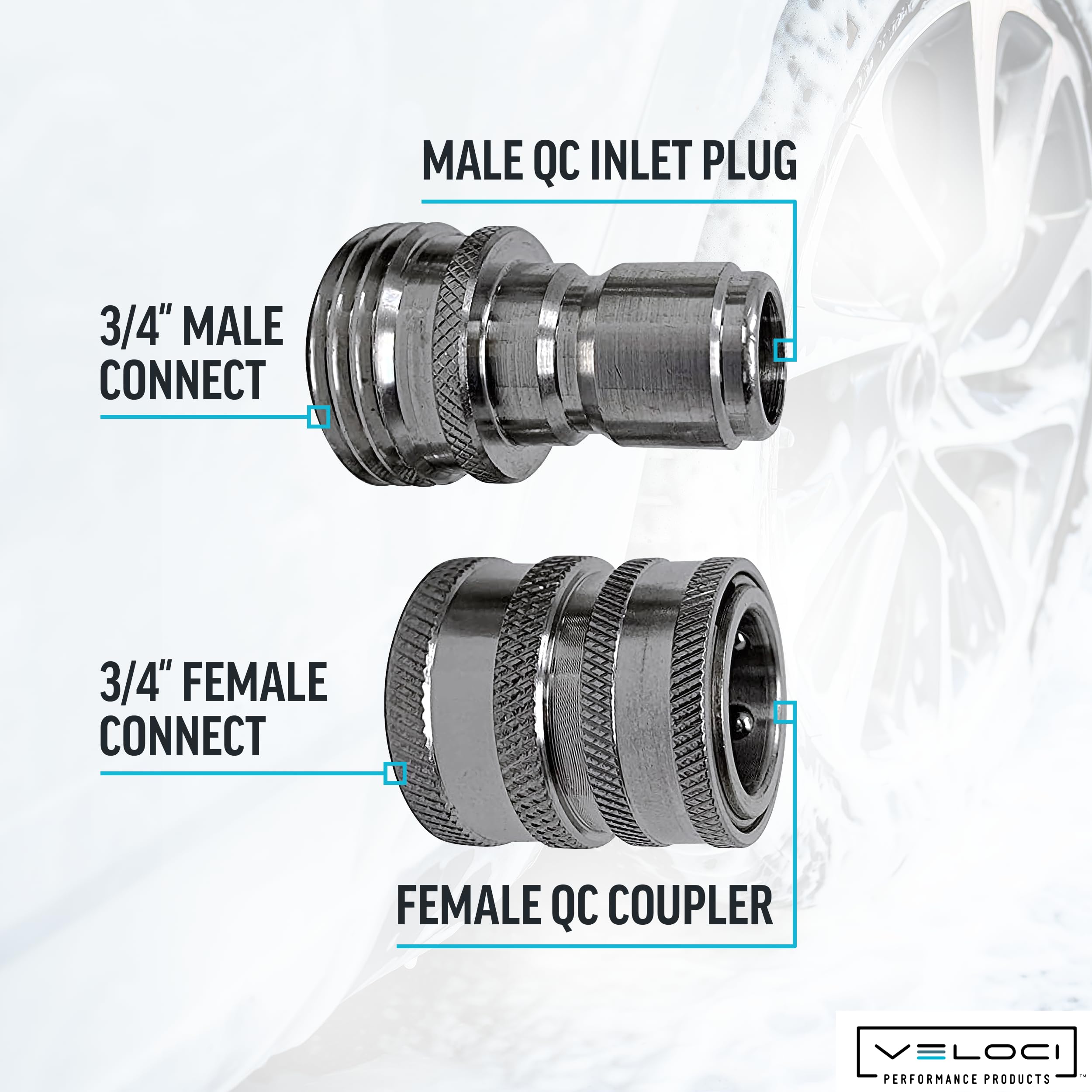 MTM Hydro Garden Hose Adapter 6 Piece 3/4” Quick Connect Fittings Kit, Stainless Steel High Pressure Couplings and Connectors for Pressure Washers and Car Detailing, 3x3