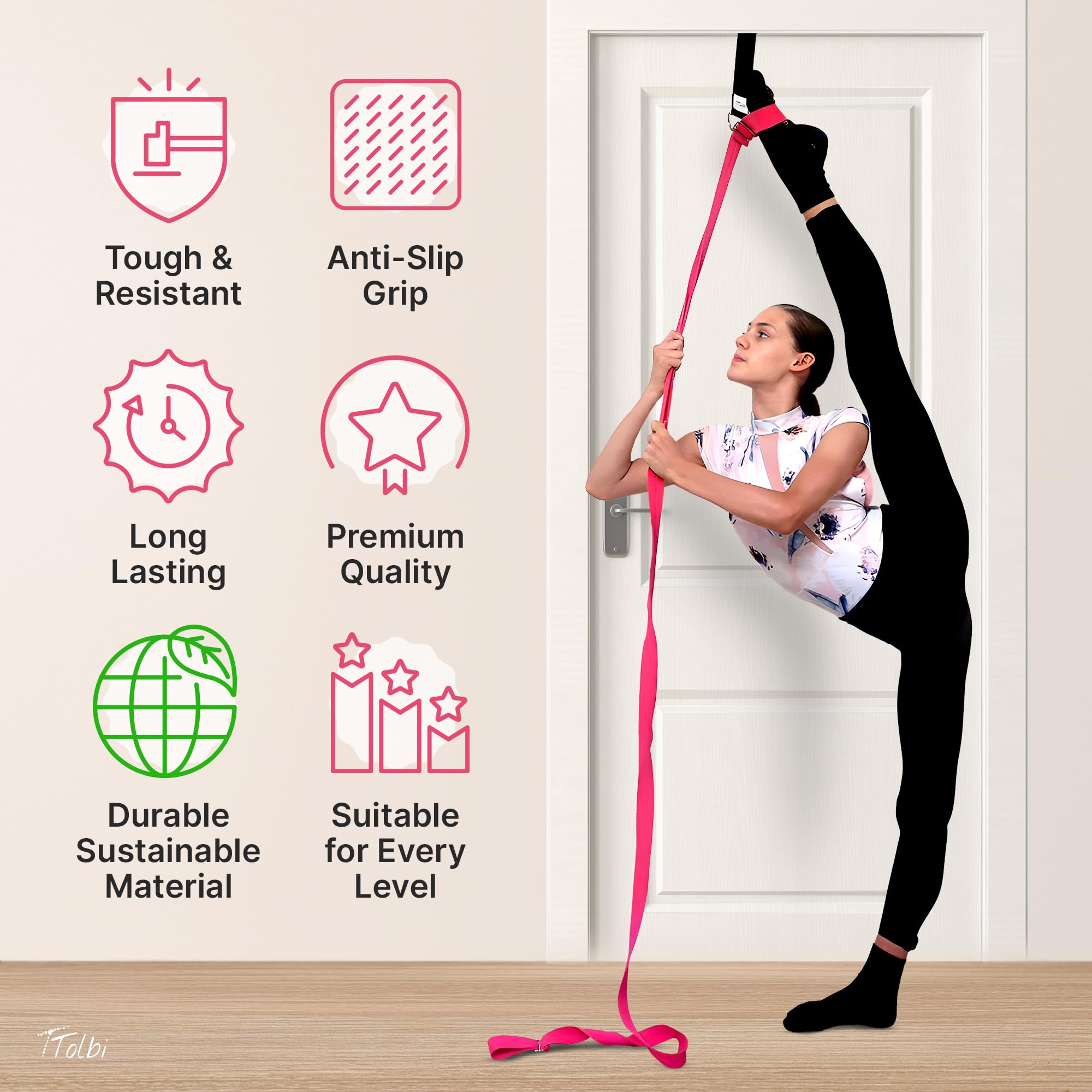 Premium Door Leg Stretcher: Stretching with Leg Flexibility Trainer, Dance Stretching Equipment: Splits Trainer Bands for Stretching in Ballet, Cheerleading, Gymnastics, Cheer Dancers Stuff, Door Stretch Strap