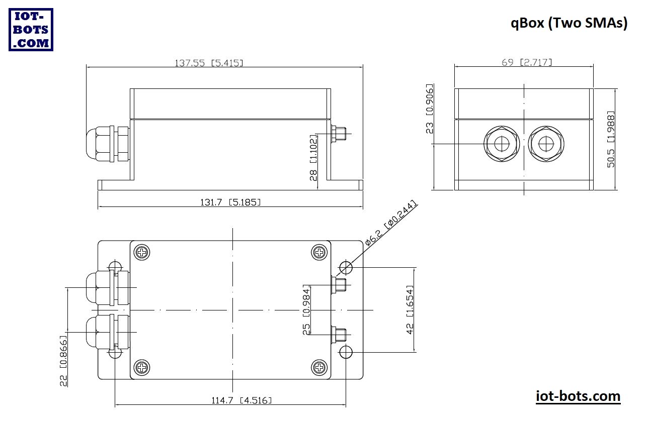 qBox DIY IOT Enclosure Plus Kit (Two SMAs), IOT Enclosure for Arduino MKR Feather ESP32 Cellular LoRa WiFi Board, Waterproof IP65 Enclosure with Glands, prototyping PCB connectors Set and Two SMAs