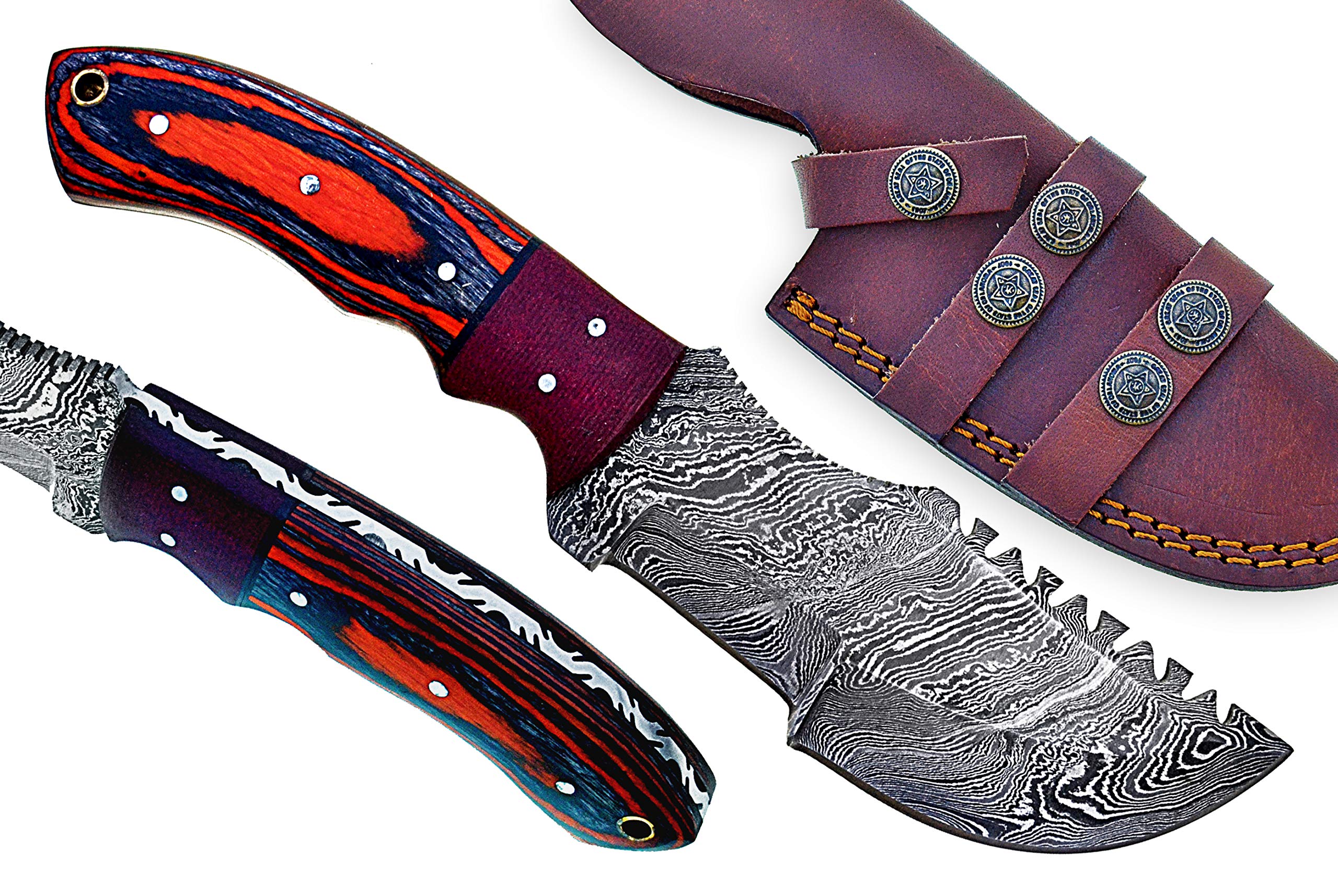 Smart & Sharp Custom Handmade Damascus Steel Hunting Knife/Tracker Knife SS-17332 (Black and Orange)