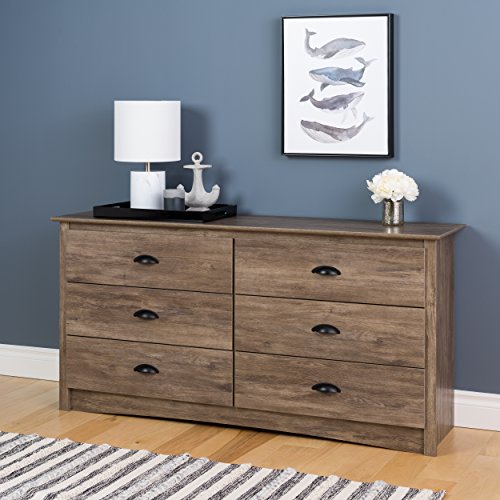 Prepac Salt Spring 6-Drawer Tall Chest, Drifted Gray & Salt Spring 6 Drawer Dresser, Drifted Gray