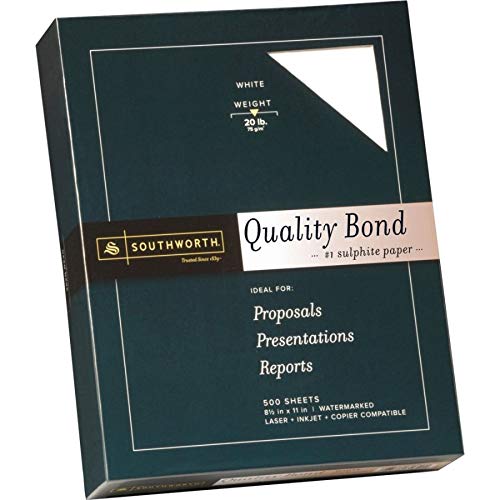 Panasonic Southworth Quality Bond Paper, 8.5β x 11β, 20 lb/75 GSM, Wove Finish, White, 500 Sheets - Packaging May Vary (31-620-10), Small