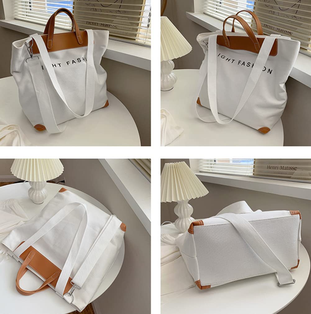 Women Large Canvas Tote Bags Crossbody Shoulder Bag Multi-pocket Hobo Purse