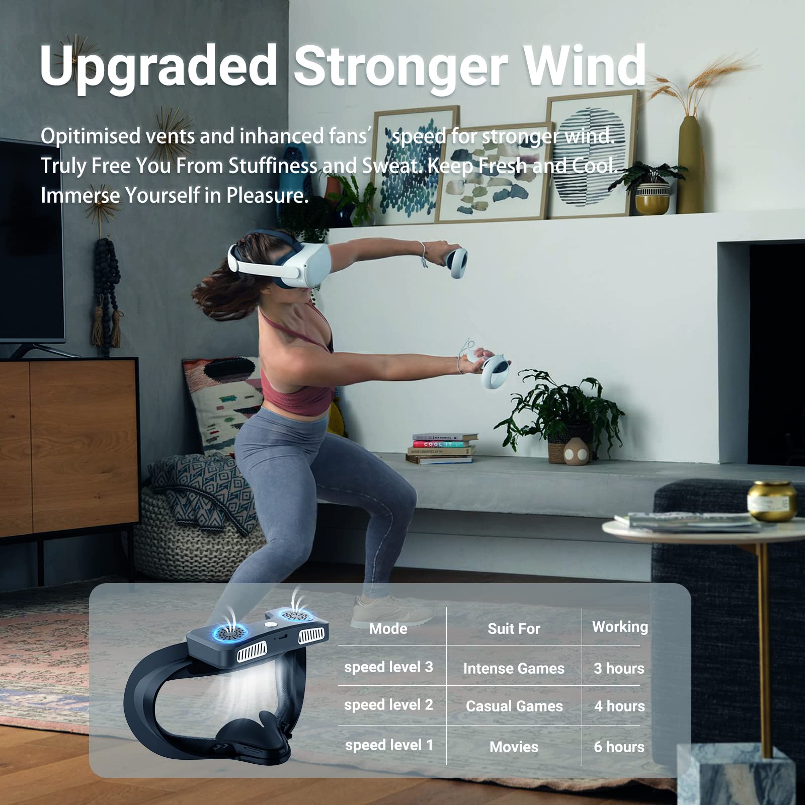 VR Face Cover for Meta/Oculus Quest 2 Accessories, Anti-Fogging Quest 2 Face Cushion Pad with Active Air Circulation Fan, Thicker Soft Sweat-Guard Compatible with Various Oculus Quest 2 Head Strap