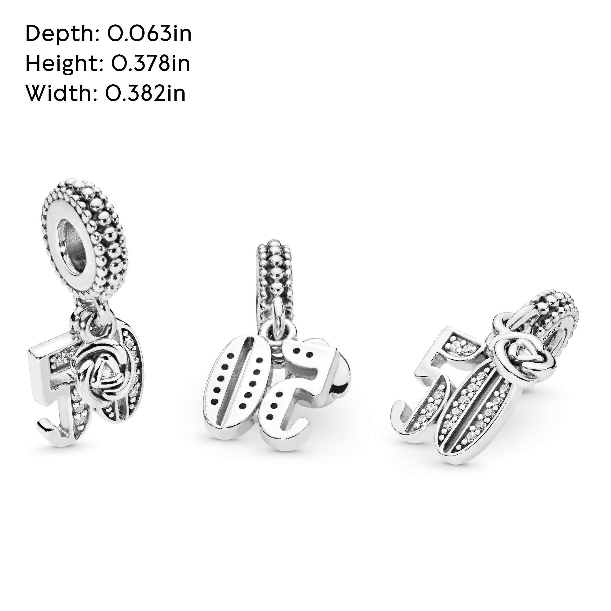 Pandora Jewelry 50 Years of Love Cubic Zirconia Charm in Sterling Silver, No Box