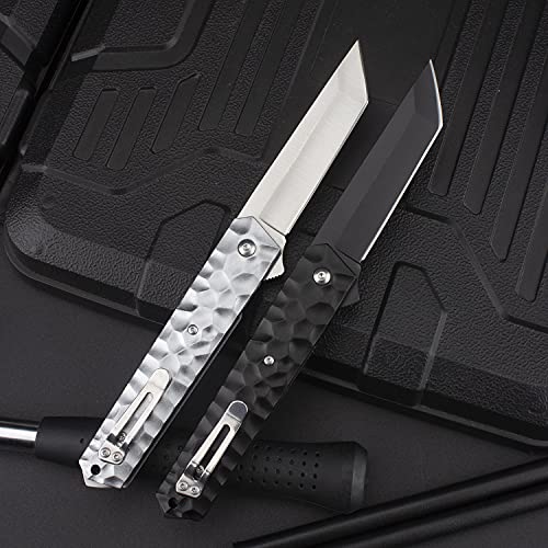 URiver Pocket Knife,Pocket Survival Knife,Pocket Knife for Camping Hiking,Aluminum Handle,Glass Breaker, With Pocket clip,Material