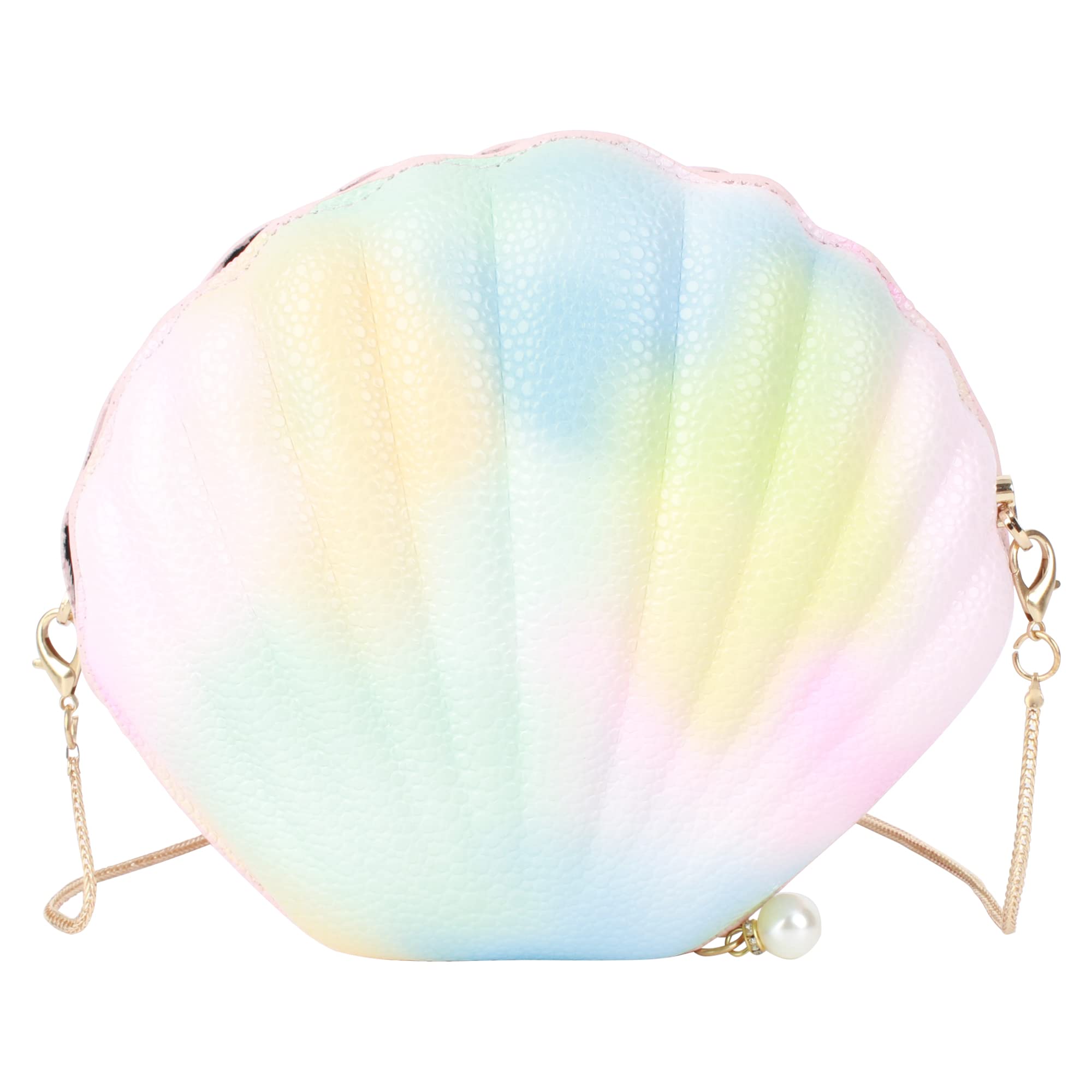 Women Mini Rainbow Seashell Cross-body Bag Chain Strap Shoulder Bag Evening Clutch Handbag