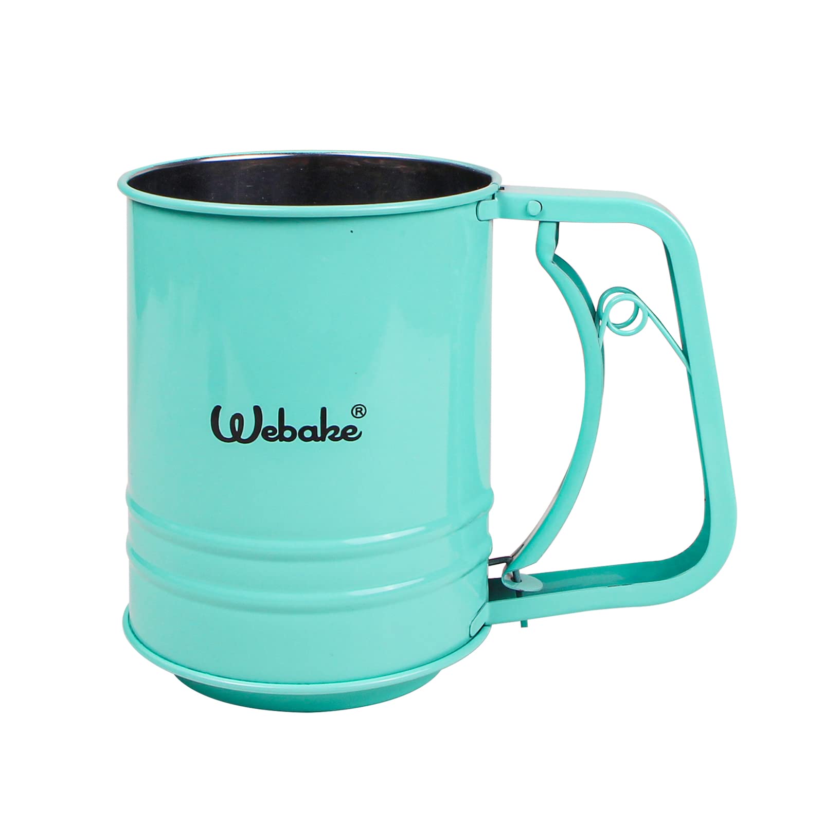 Webake Flour Sifter for Baking Stainless Steel One-handed Small Flour Sieve Kitchen Sifter Cocoa Powder Sieve Baking Supplies Stylish Green