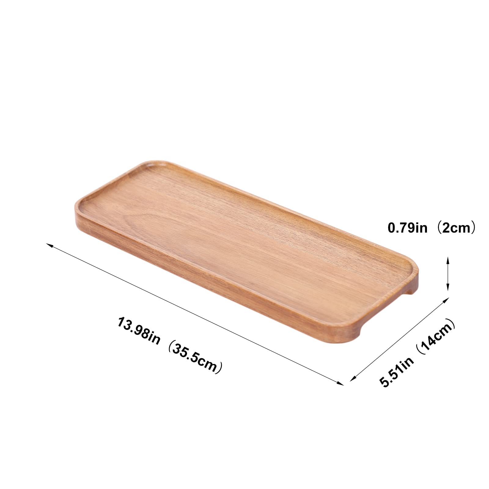 Solid Acacia Wood Serving Trays and Platters (14 x 5.5 in) Rectangular Wooden Serving Platters,Wood Boards for Food, Vegetables, Fruit, Charcuterie, Appetizer Serving Tray, Cheese Board (3 pcs)