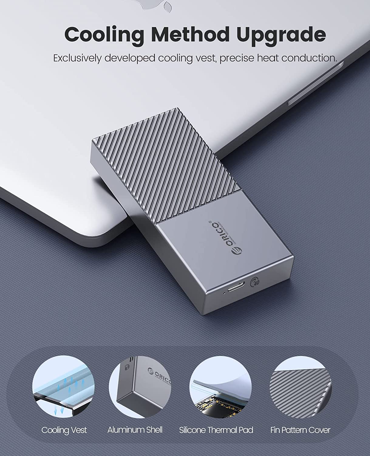 ORICO USB 4.0 NVME Enclosure (ORICO-M2V01-C4-GREY)