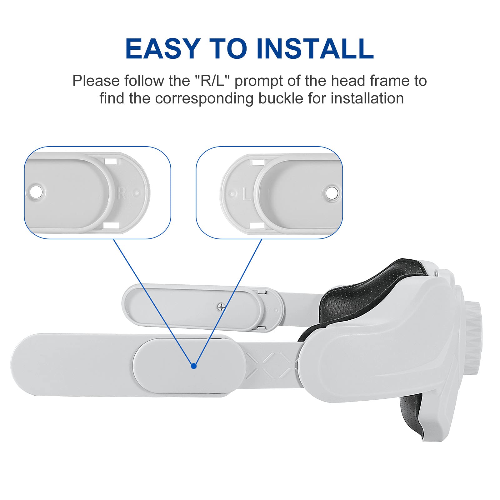 Rumbloo Adjustable Head Strap for Oculus Quest 2, Replacement for Elite Strap with Hear Cushion, Comfortable Protective Headband Reduce Stress