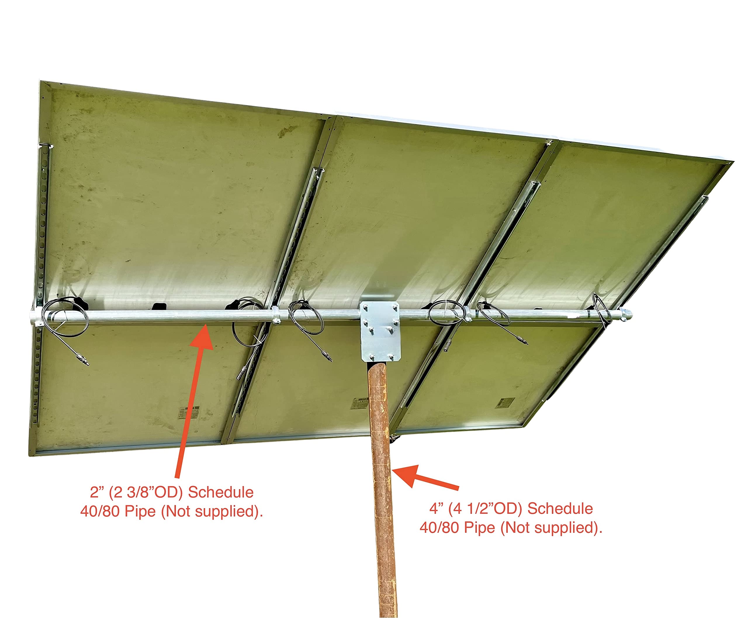 Solar Panel Array Top of Pole Ground Mount Bracket 4" Pipe Universal Bolt On