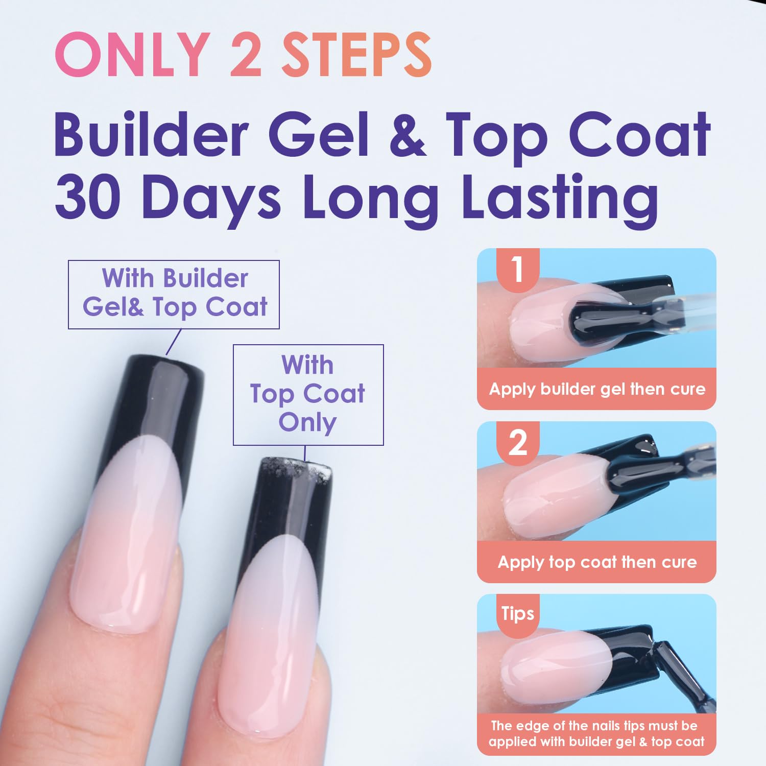 Medium Square French Tips Gel Nail Tips, BORNBYME White French Tip Nails 120PCS Matte Press on Nails, Primer & Base Coat 3 Gels Pre 12 Sizes Pre-french Soft Gel Fake False Nails for Nail Extension