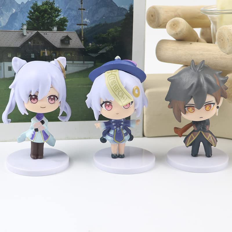 wgzftrys Genshin Impact Klee Diluc Venti Fischl Kaeya Anime Action Figure Collectible Model Anime Figure 6pcs/Set