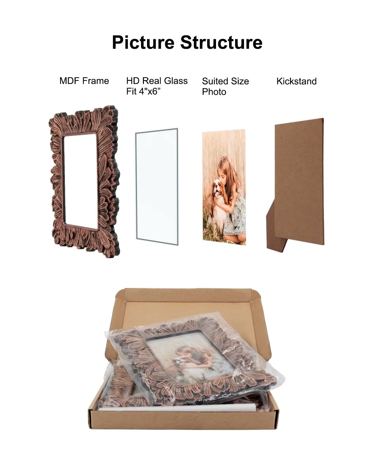 PURSEEK 4x6 Distressed Cherry Red Picture Frame,lake House Picture Frame,2 Photo Frame Vertical and Horizontal