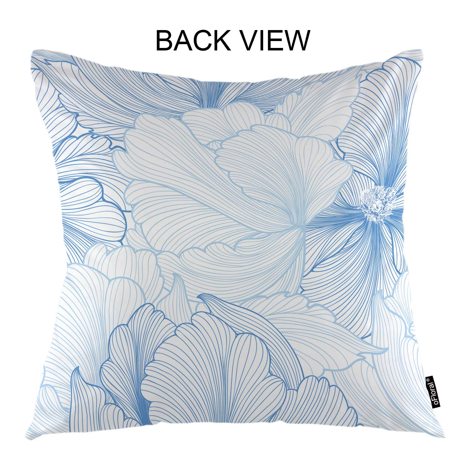oFloral Flower Throw Pillow Covers Floral Line Blue Petal Garden Decorative Square Pillow Case 18"X18" Pillowcase Home Decor for Sofa Bedroom Livingroom