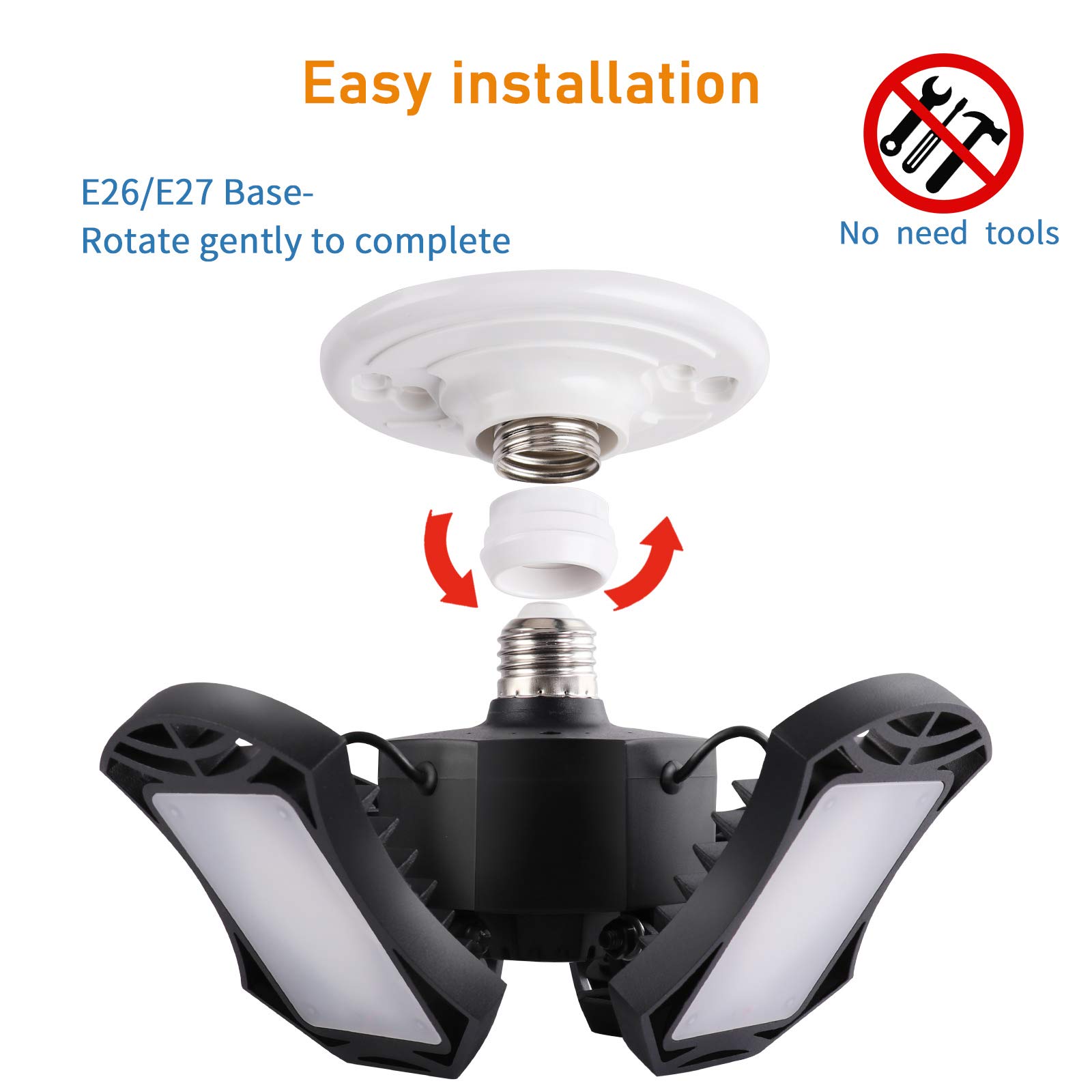 QiMH 110W LED Garage Lights,12000LM Ultra Bright 5000K Daylight Garage Ceiling Lights with 4 Adjustable Multi-Position Panels,LED Shop Light Garage Lighting fixtures for Workshop,Basement,Barn,Yard