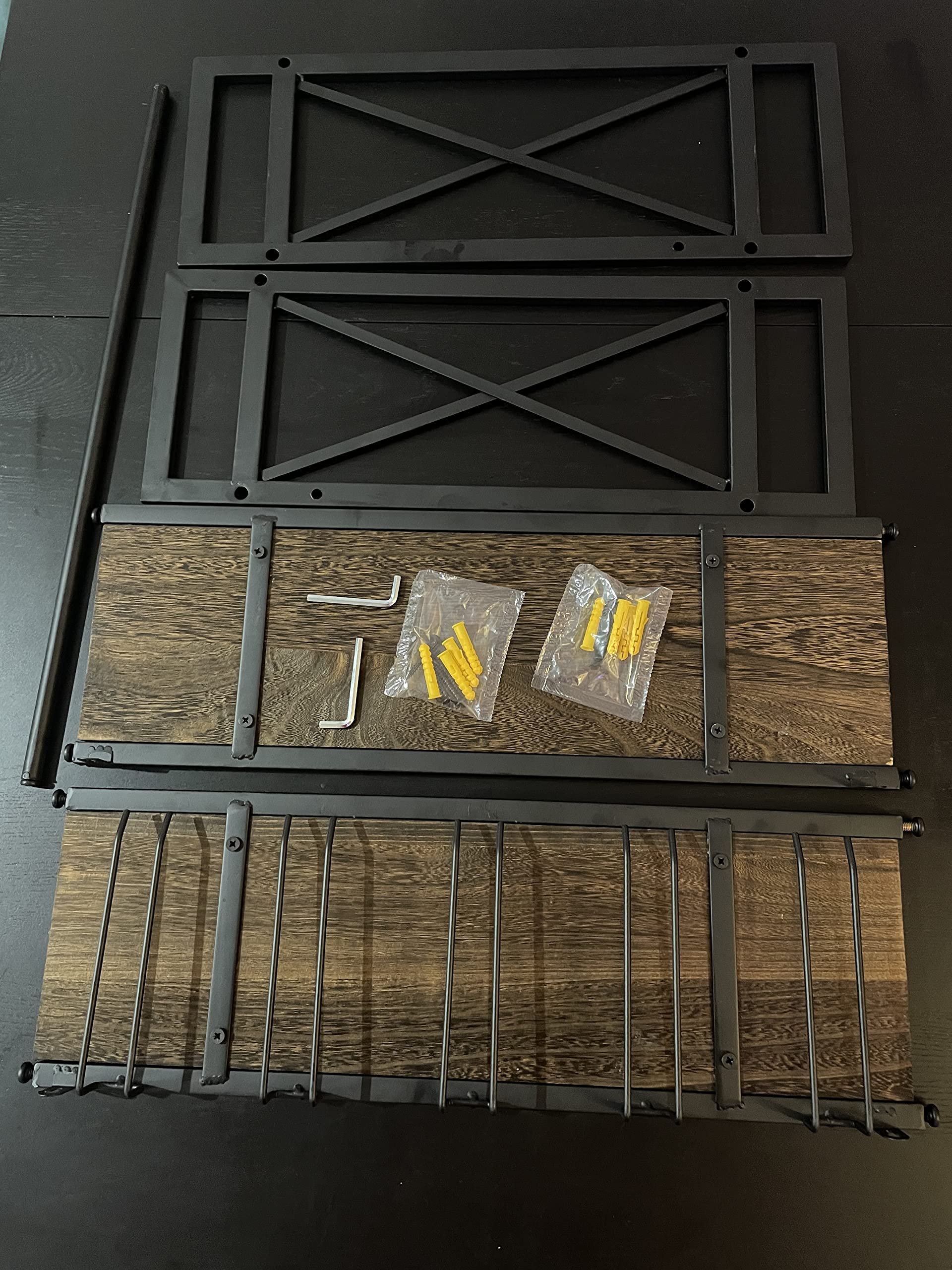 Spartan Saver Industrial Wall-Mounted Wine Rack with Wine Bottle Holder, Floating Bottle Storage Bar, and Wine Glass Holder