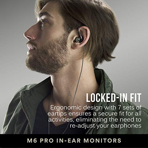 MEE audio M6 PRO Musiciansā In-Ear Monitors Wired + Wireless Combo Pack: includes stereo audio cable and Bluetooth audio adapter (Black) (CMB-M6PROBT-BK)