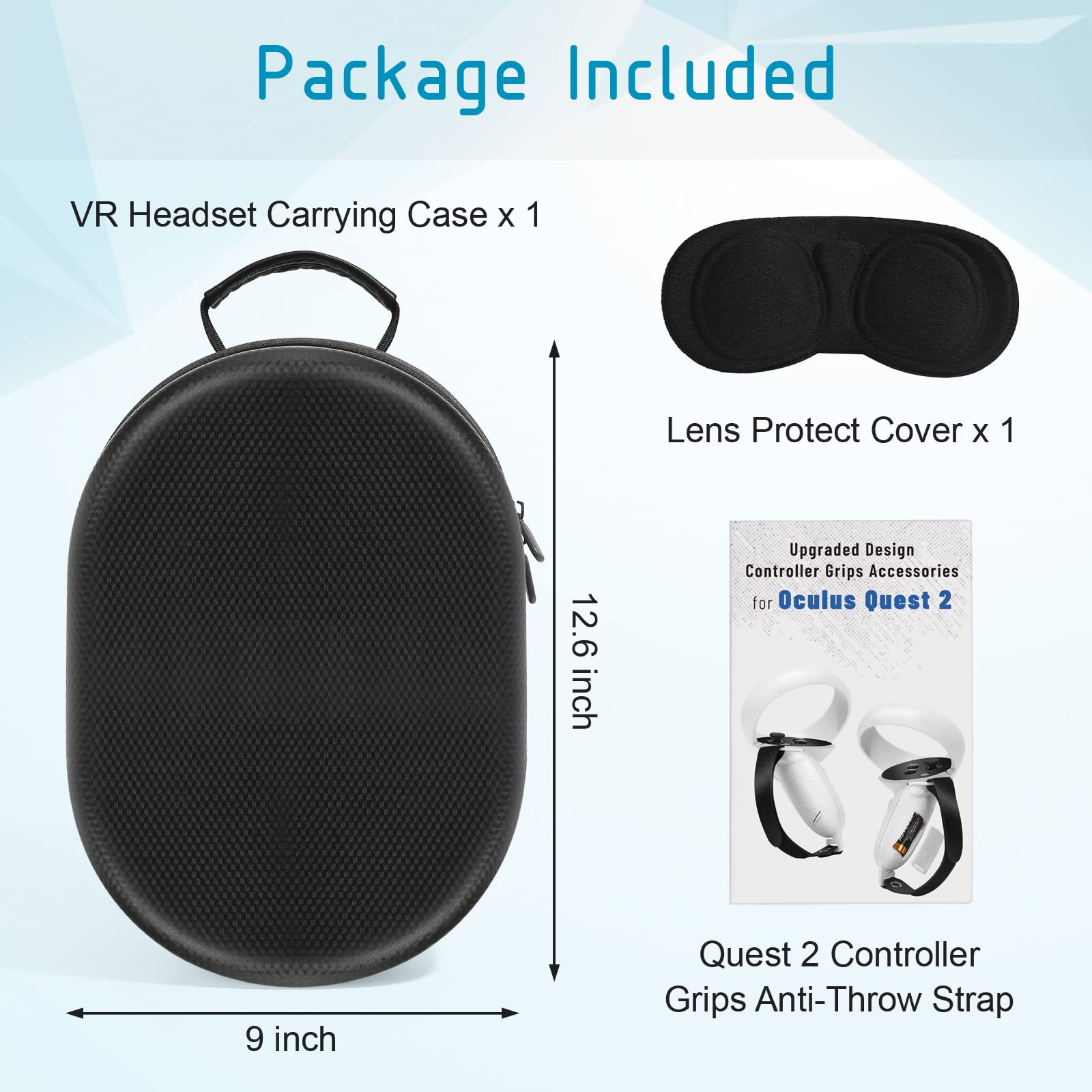 Zortwury Hard Carrying Case Compatible with Oculus/Meta Quest 2 Accessories VR Gaming Headset Touch Controllers & Lens Protector Accessories, Suitable for Travel and Home Storage (Black)