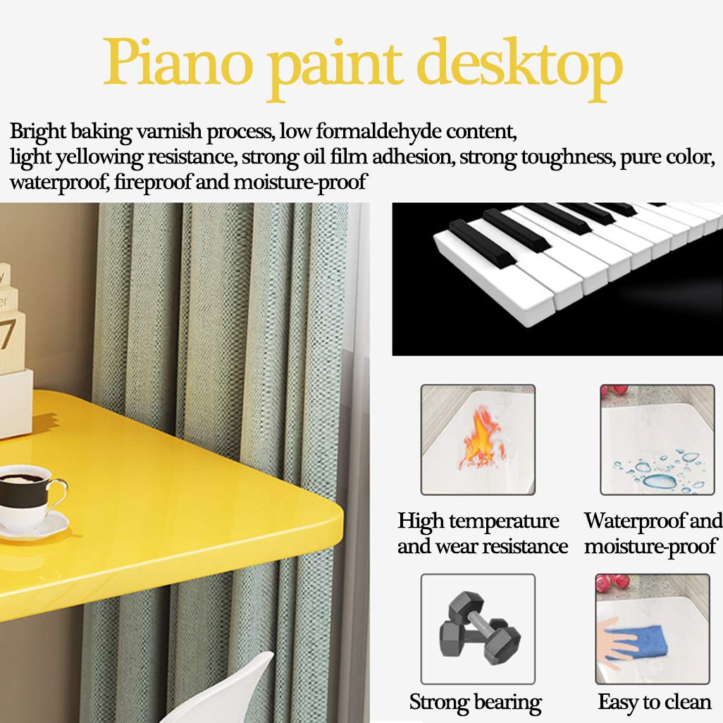 QIMO Folding Wall Mounted Table,Multi-Function Wall Mount Laptop Desk Writing Desk Home Office Computer Desk, Drop Leaf Table, Solid Wood Wall Table (Yellow)