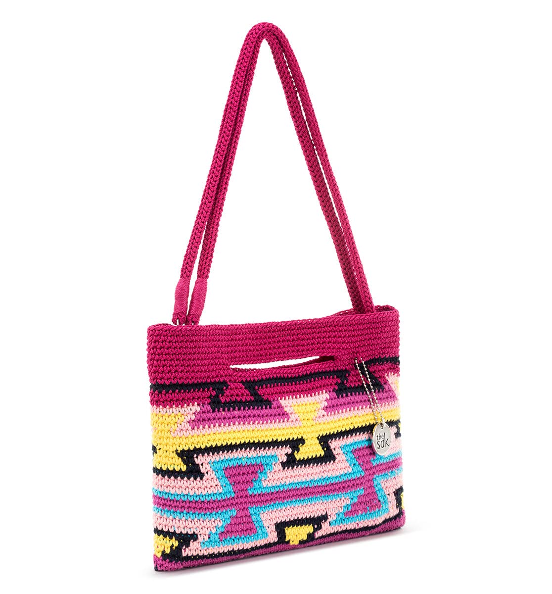 The Sak Linden Convertible Crossbody Bag in Crochet, Adjustable Multi Use Strap, Vernal Stripe