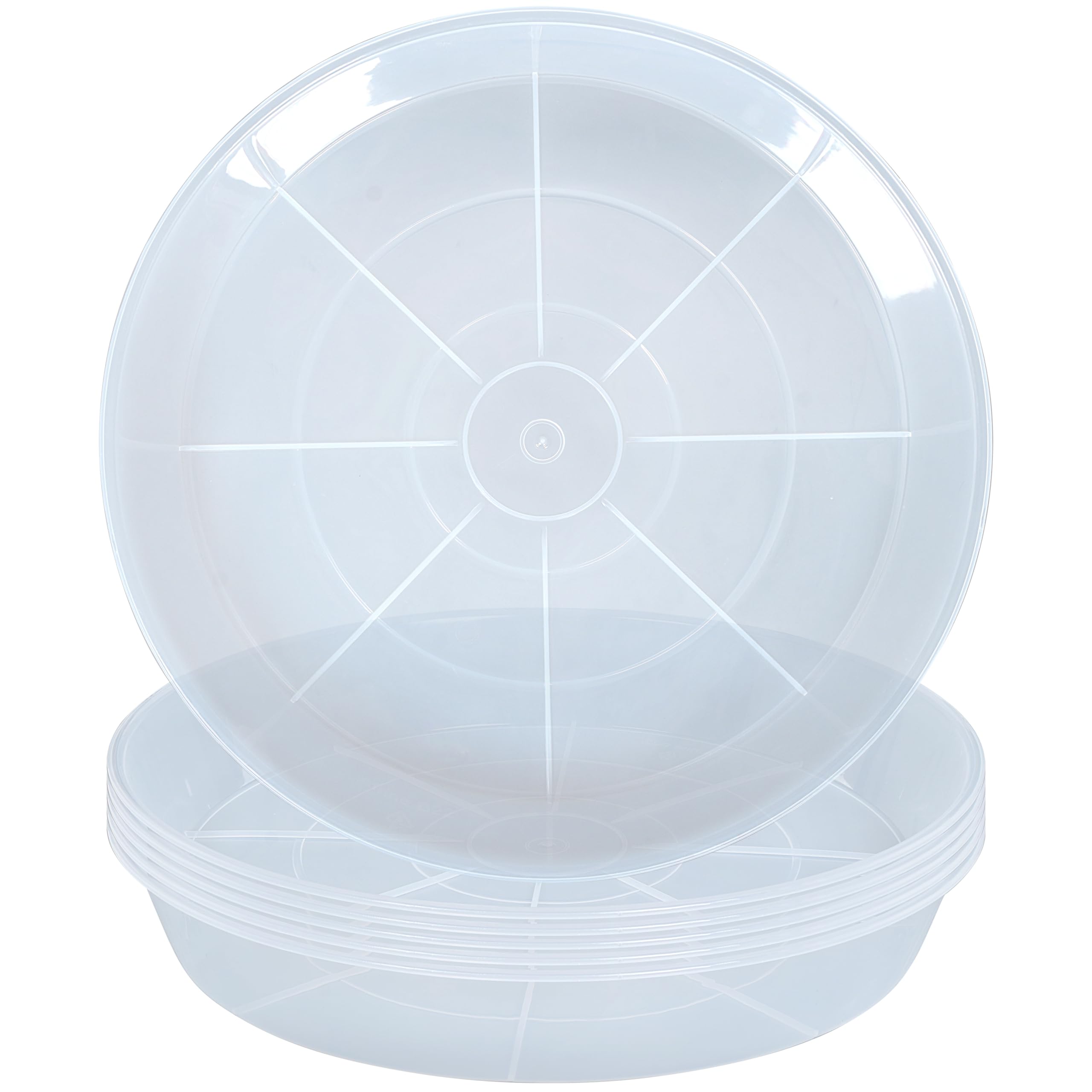 NIMYAU Clear Plant Saucer 6 Pack 4 6 7 8 10 12 14 16 inch, Heavy Duty Plastic Plant Tray Saucers for Indoors Outdoors, Plant Drainage Tray, Flower Planter Water Drip Trays for Pot (6", Clear)