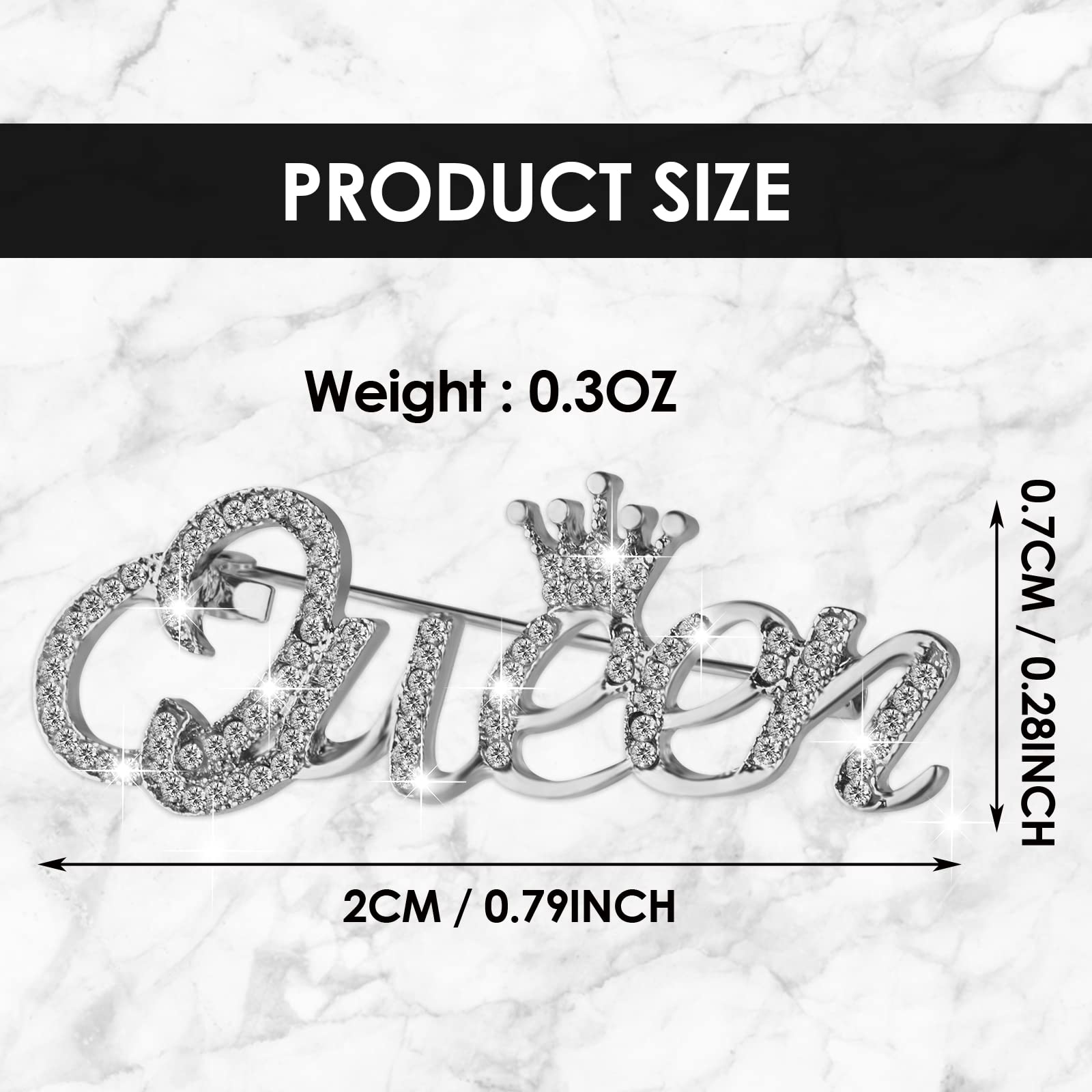 Yolev Queen Crown Brooch Pins Bling Rhinestone Brooches Pin for Women Girls (Silver)