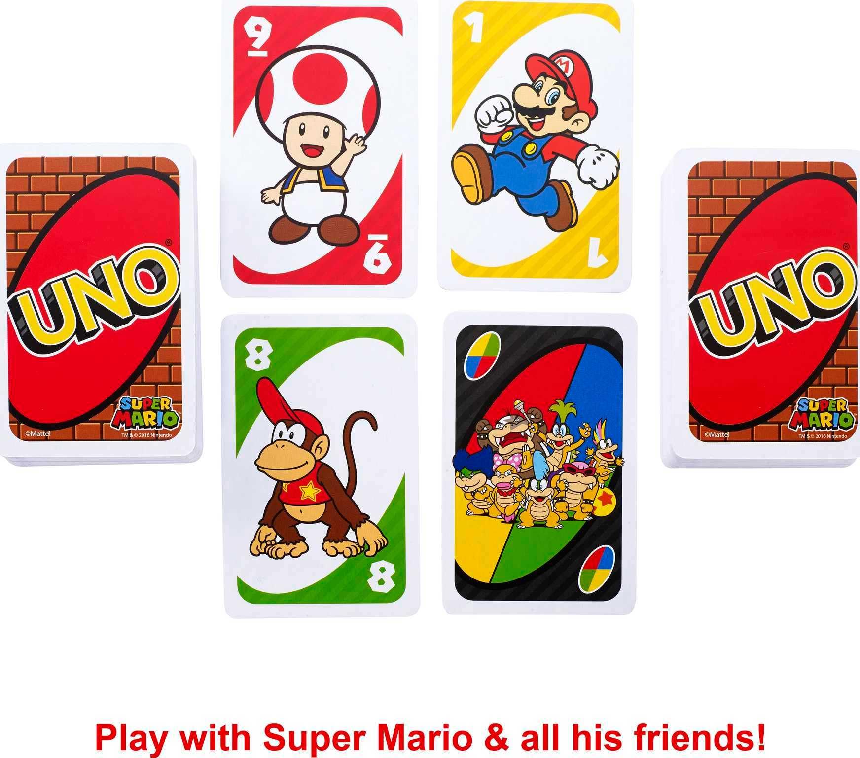 Mattel Games UNO Super Mario Card Game Animated Character Themed Collector Deck 112 Cards with Character Images, for Kids Ages 7 Years Old & Up