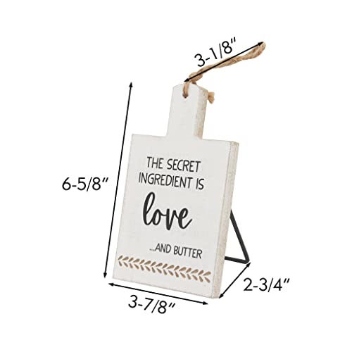 The Secret Ingredient Is Love and Butter Sign, Cutting Board Kitchen Farmhouse Decor, Kitchen Wall Decorations for Home,3.88’’ X 0.75’’ X 6.25’’