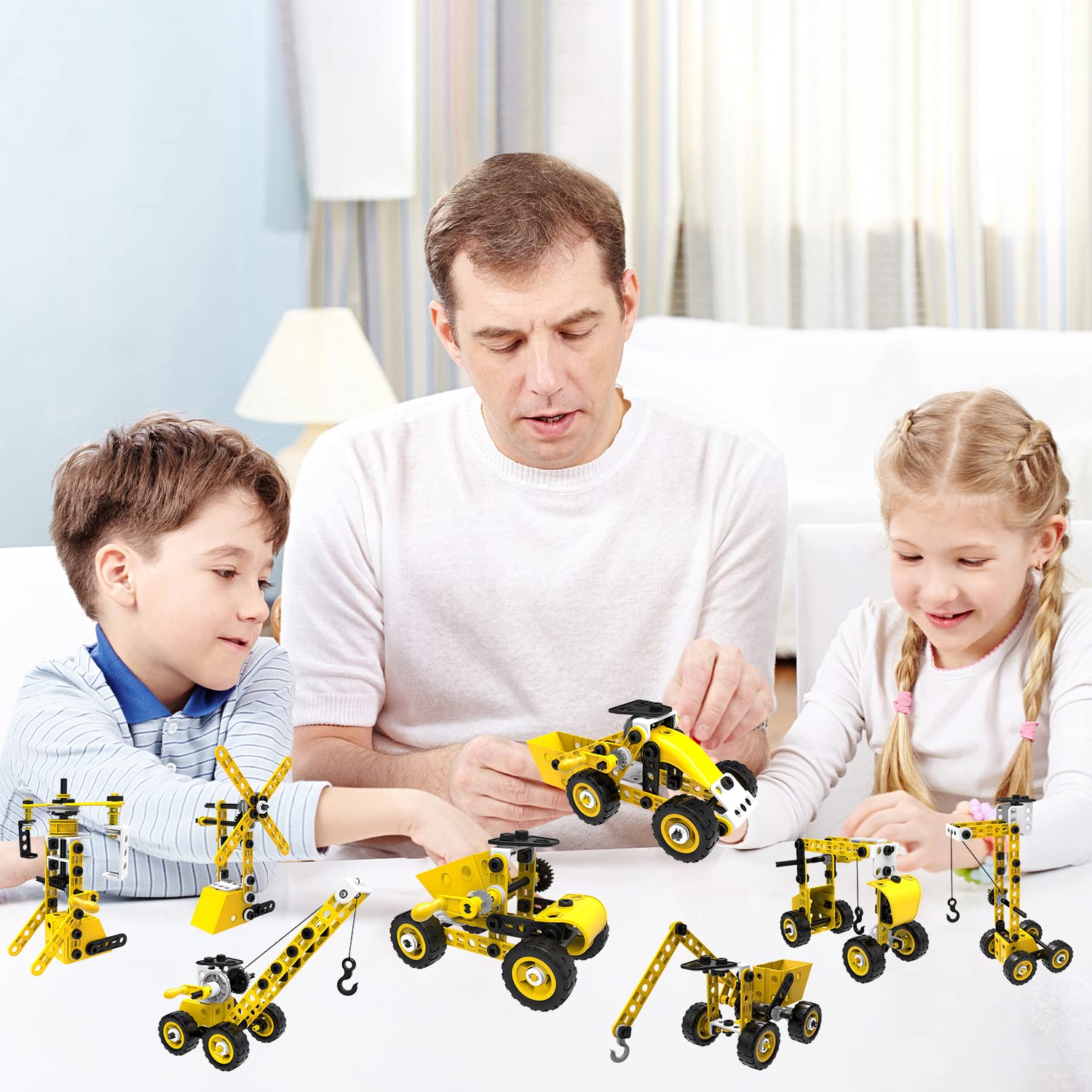 WINGIFT 100 Piece STEM Building Blocks Toys - 8 in 1 Educational Construction Engineering Set DIY Learning Kit for Ages 5 6 7 8 9 10+ Year Old Boy Girl,Best Kids Gift for Creative Game Fun Activity