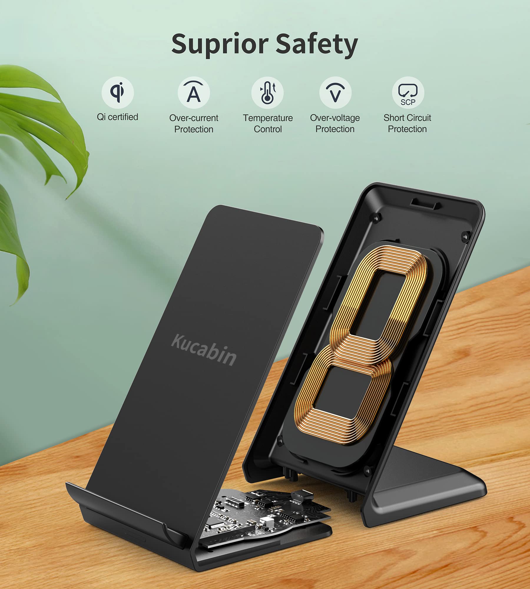 Wireless Charger, [2 Pack] Qi-Certified 10W Max Fast Wireless Charging Stand Compatible with iPhone 14/13/12/12 Pro/11 Pro Max/SE 2020/XR/XS, Galaxy S22/S22 Ultra/S21/S20/S10 Plus(No AC Adapter)