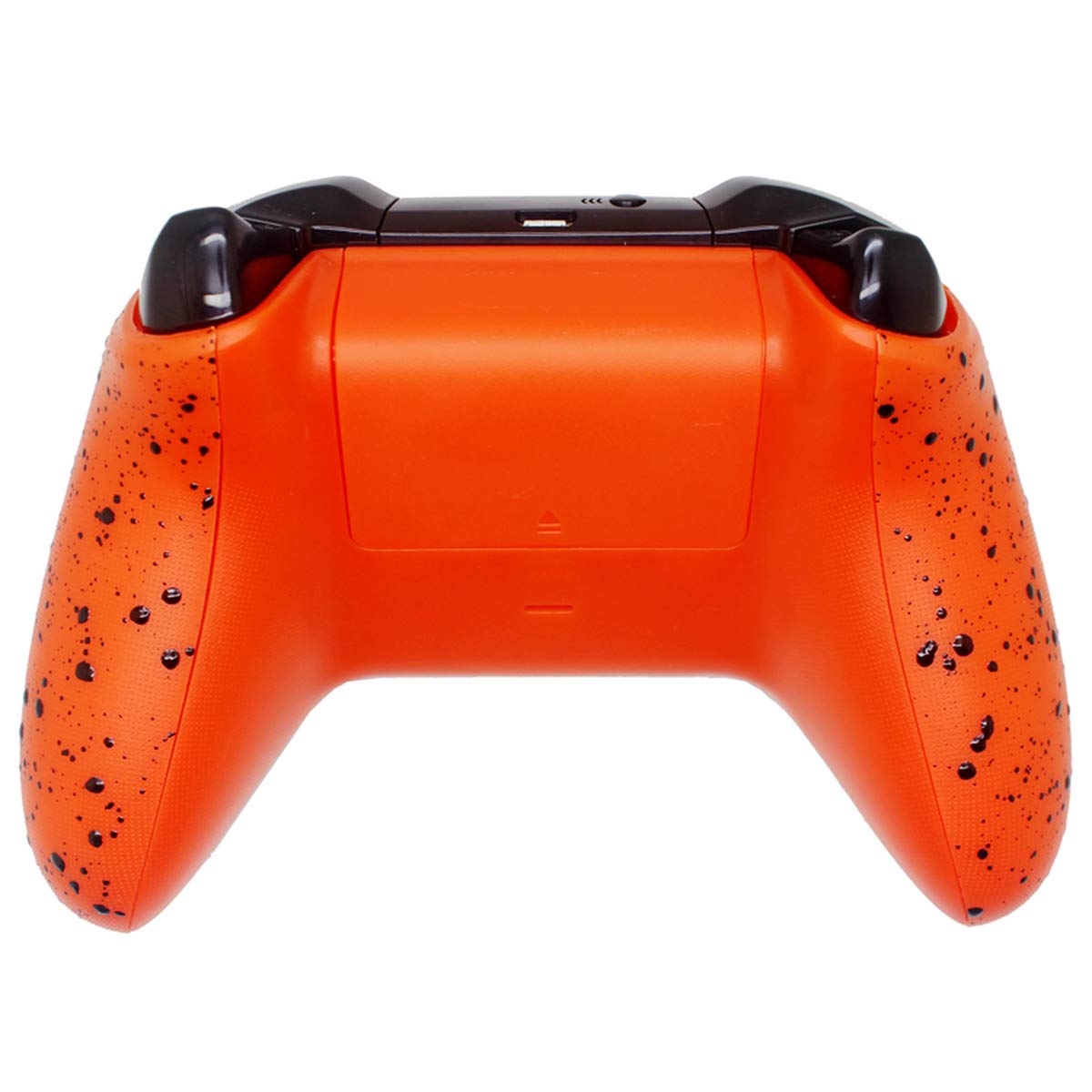 Orange 3D Splashing Faceplate Cover Textured Front Housing Shell Case, Back Cover Bottom Case, Non-Slip Back Panels Right Left Rails Rear Handle Grips Mod Kit Replacement for Xbox One S & X Controller