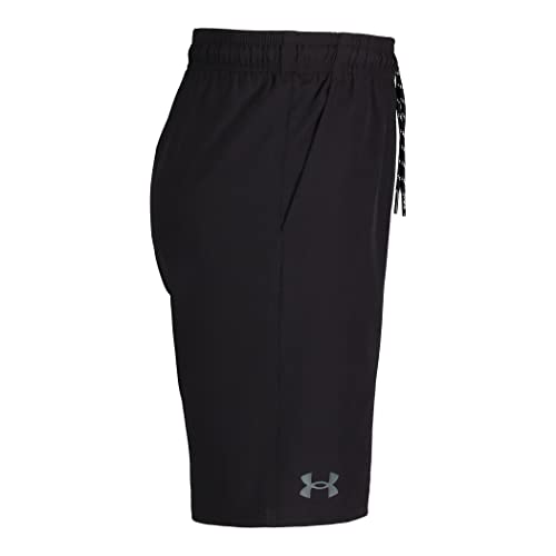 Under Armour Boys Outdoor Stretch Shorts, 4-Way Woven Bottoms, Lightweight & Breathable, Black, 7 US