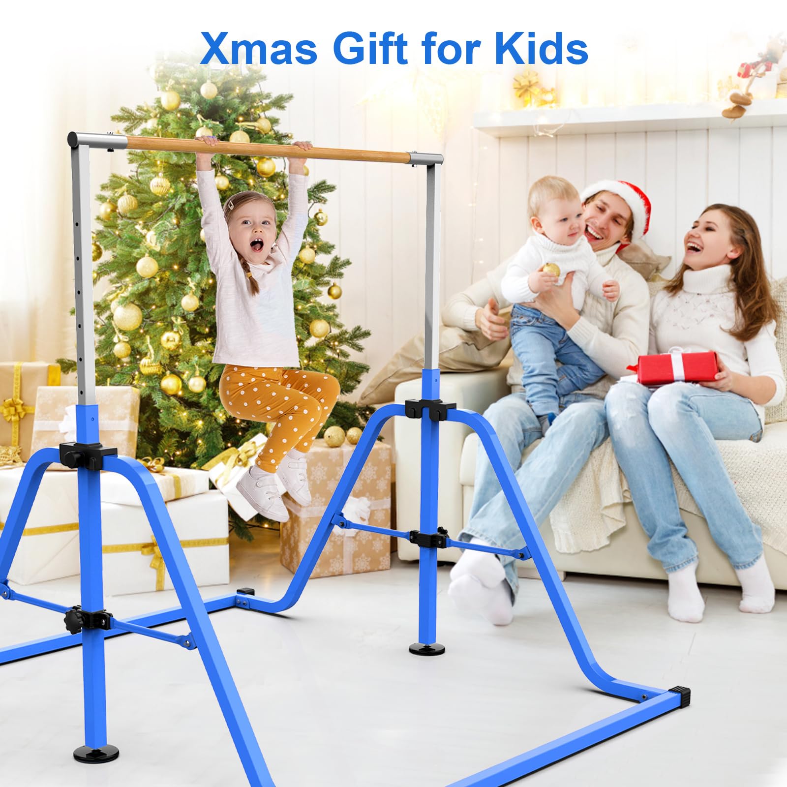 Ravs Gymnastics Bar for Kids with Swing Seat SetMax Load 170LBS