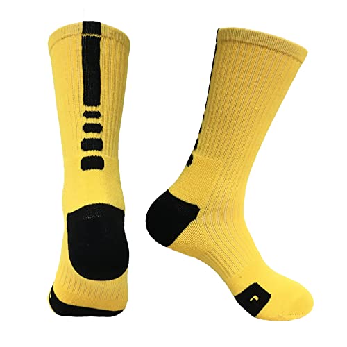 ZXYYXZ Men's sports running leg socks,Premium Athletic Crew Socks, Casual Work Sock With Moisture Wicking (Yellow-black)