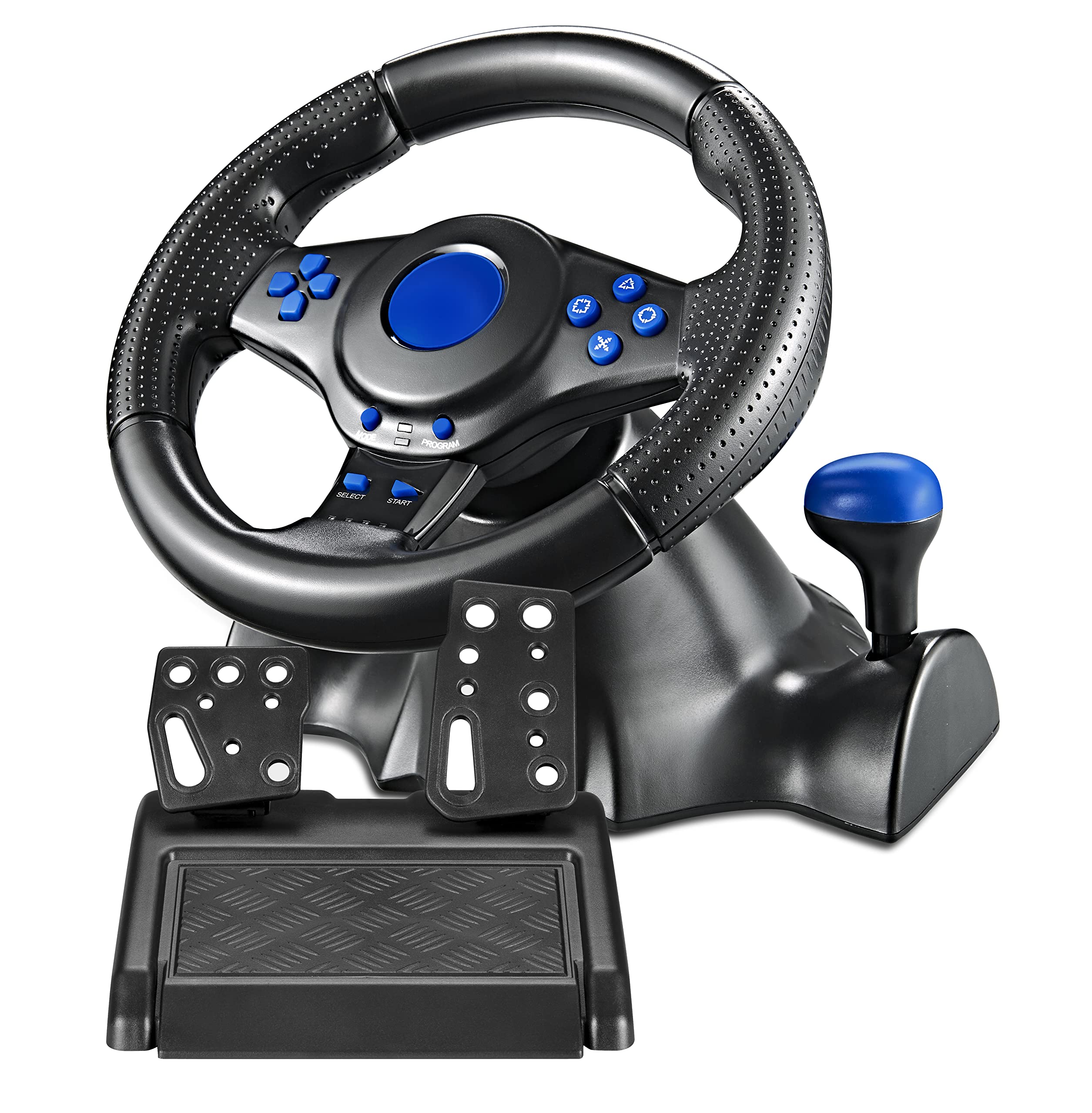 SZYUYU Racing Steering Wheel with Pedals and Vibration for PS4/ PS3/ XBOX One/XBOX 360/Switch/PC Racing Steering Wheel(Blue)