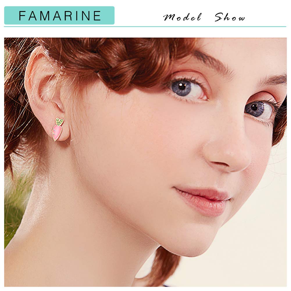 White Rabbit Bunny Carrot Clip On Earrings Crystal Pearl Cute Funny Earring For Women Easter Gifts